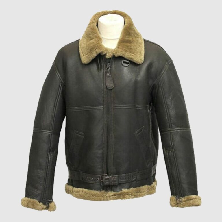 B3 Bomber Aviator WWII Pilot Real Sheepskin Shearling Leather Jacket